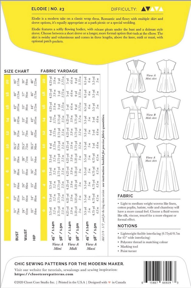 CLOSET CORE • Elodie Wrap Dress Sewing Pattern – The Draper's Daughter